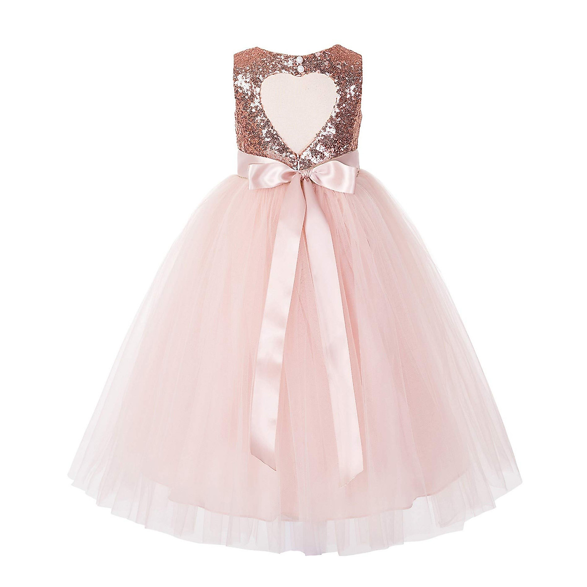 Heart Cutout Sequin Flower Girl Dress Girls Tulle Dresses Wedding Bridesmaid Dress 172seq 6
