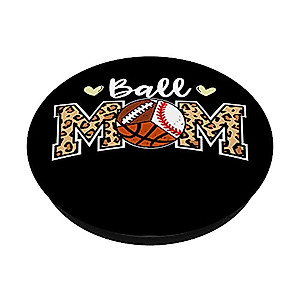 Ball Mom Leopard Baseball Basketball Football Player Mom PopSockets Swappable PopGrip