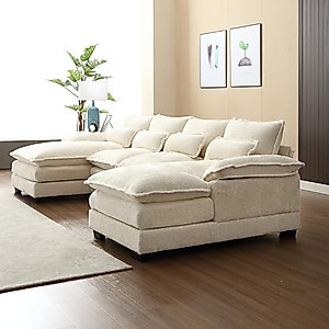 YUNLife&Home U Shaped Modular Sectional Sofa Oversized Convertible Cloud Couch,Velvet Upholstery Symmetrical Deap 6-Seat Corner Sofá with Double Chaise&Memory Foam for Living Room, Gray 110.63" w