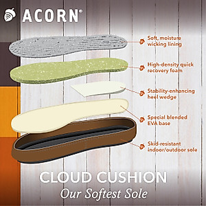 Acorn Women's Moc Slippers with Comfortable Cloud-Like Feel, Soft and Cozy Uppers and Non-Slip Sole, Buff Popcorn, 8-9