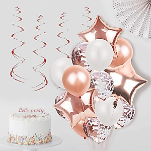 Rose Gold Party Supplies (Rose Gold Party Decorations Set with Balloons)