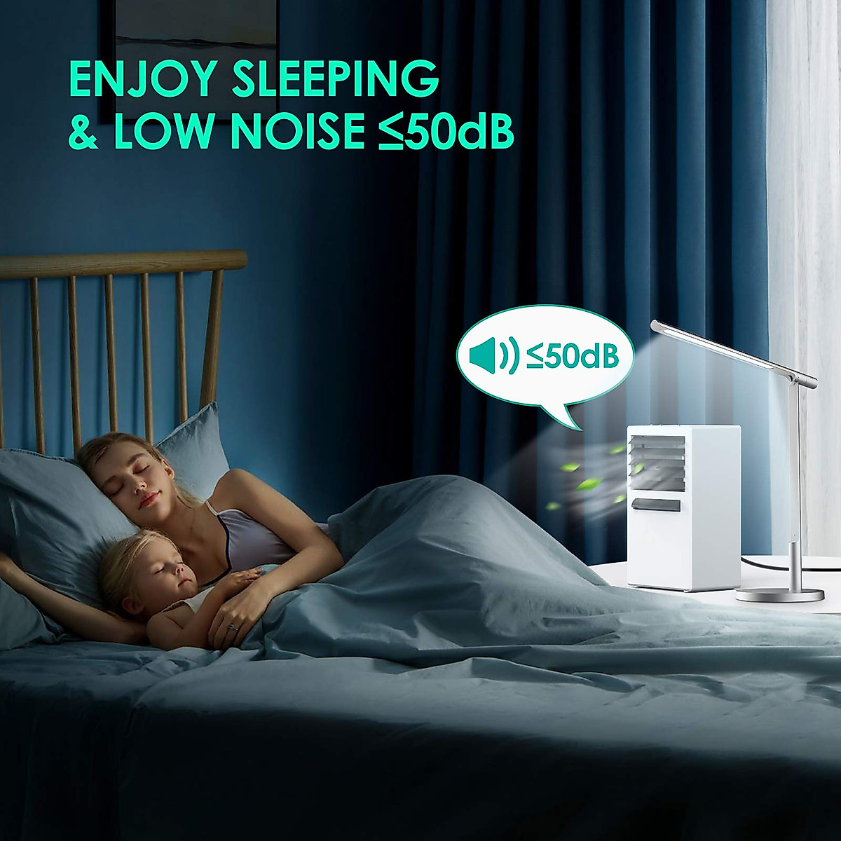 Portable Air Conditioner Fan, Personal Small Space Evaporative Air Cooler with 3 Speed Mode Fan Desktop AC, Ultra-Quiet Small Desk Table Fan with Humidification for Home Office Bedroom