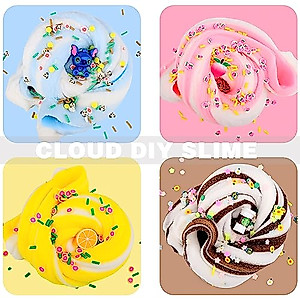 Cloud Slime Kit 5 Pack, with Peachybbies Rainbow Lemon Coffee Slime Charms, DIY Slime Supplies for Girls and Boys, Stress Relief Toy for Kids Education, Party Favor, Gift and Birthday