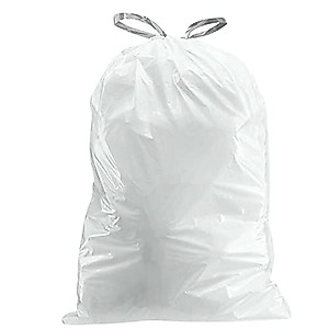 Plasticplace 5 Gallon Liner │ 0.9 Mil │ White Drawstring│ 19" X 25" (100 Count)
