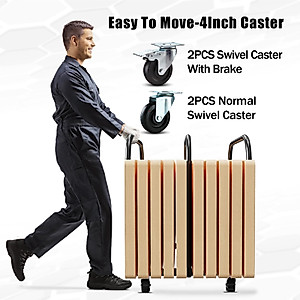 FAUENPEEY Folding Table Cart, 3 Pole Panel Cart With 4Inch Swivel Caster 8PCS Folding Table Storage Capacity Table Dolly With Gift-2PCS Straps And 4PCS EVA Mat To Store And Move Lumber,Box Etc.
