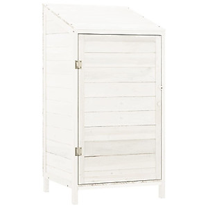 GOLINPEILO Wooden Garden Storage Shed, Outdoor Storage Cabinet, Garden Wood Tool Shed, Outside Wooden Shed Organizer for Yard, Patio, Deck and Porch, White 21.7"x20.5"x44.1" Solid Wood Fir