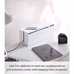 Yamazaki Home Cable Box - Outlet Cord Storage Organizer, Cover Protector ABS Plastic One Size White