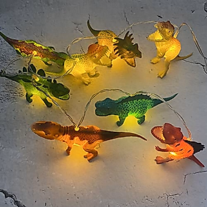 01 02 015 Dinosaur String Lights Battery, LED Dinosaur String Lights Decorations Warm White Light for Gardens for Homes for Kids