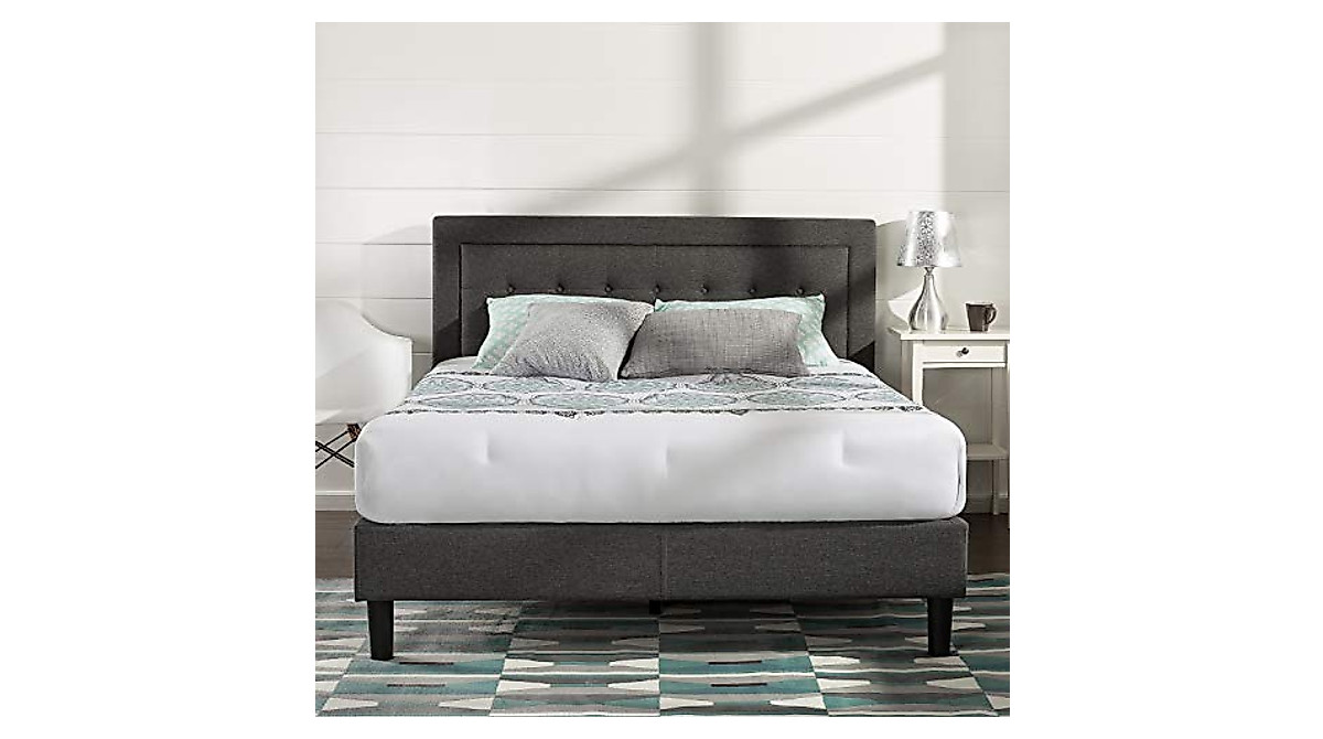 Zinus Dachelle Upholstered Platform Bed Frame - Easy Assembly, Dark Grey