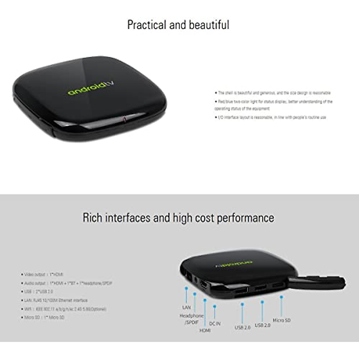 MyGica Quad Core Android 9.0 Smart TV Box,4K HD Google Certified Home Streaming Media Player 2GB+8GB,WiFi Bluetooth Box with Wireless Remote Keyboard,ATV495Max