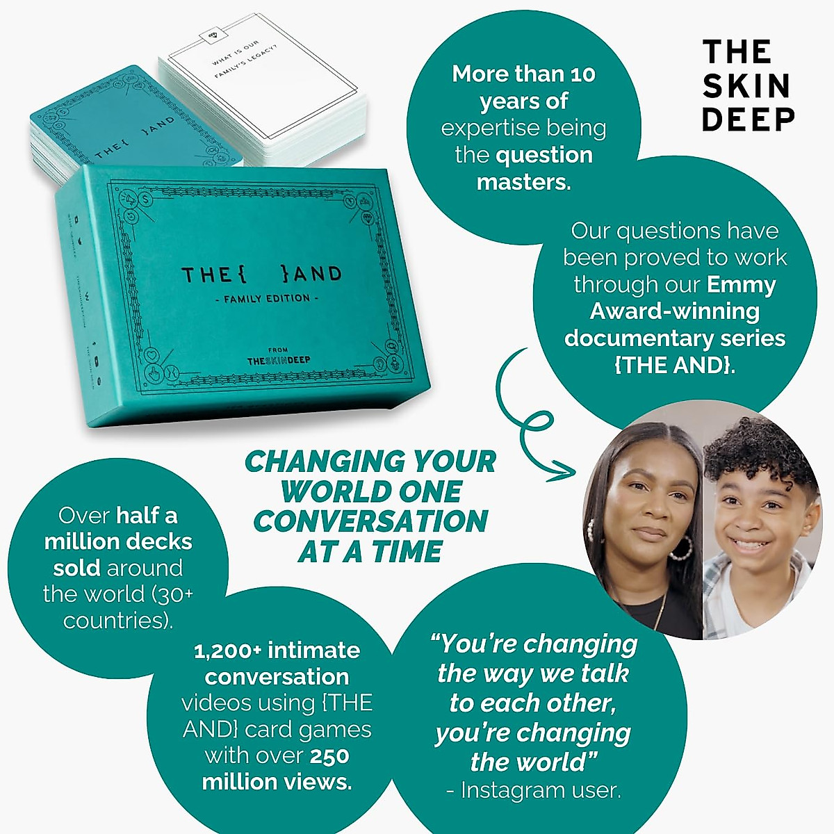 {THE AND} Family Edition - 199 Family Conversation Cards to Strengthen Relationships - Questions for Families to Get Everyone Talking - Fun Family Bonding Game at Dinner or Game Night By The Skin Deep