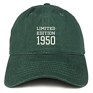 Trendy Apparel Shop Limited Edition 1950 Embroidered Birthday Gift Brushed Cotton Cap - Hunter