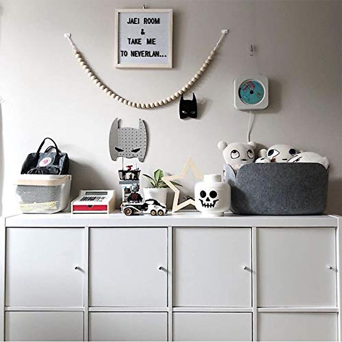 Foldable Storage Basket Bin Drawers Nature Felt Fabric with Handles for Home Office Bedroom Clothes DVD Books Cloest Organizer Strong&Large Size (Gray)