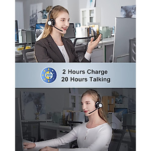 Link Dream Trucker Bluetooth Headset 20H Talktime Wireless Headset with 270°Rotatable Noise Cancelling Microphone USB Dongle for Online Meeting, Office Home, Call Center, Computer, Cell Phone