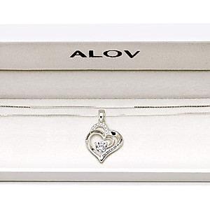 ALOV Jewelry Sterling Silver happy retirement the best is yet to come Love Heart Cubic Zirconia Pendant Necklace