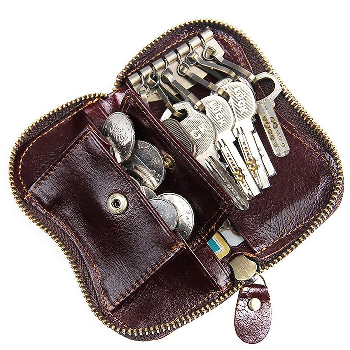 EVERDOSS Women Key Holder Wallet Zipper Around Key Case Pouch