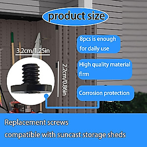 8PCS Replacement Bolt Compatible with Suncast Storage Sheds, Accessory Bolt for Suncast Sheds,Replacement Screws for Storage Sheds,shed Accessories Compatible with Suncast Storage Sheds (8)