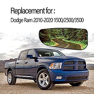 68067731AA Driver Left Side Mirror Glass Tow Lower Glass Compatible with 2010-2020 Dodge Ram 1500 2500 3500 4500 5500 Left Side Tow Mirror Glass With Rear Holder
