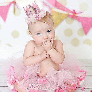 Kbrand Hat First Birthday 1st Decorations For Girl Gifts Rose Gold Baby Pink Crown Party One Year Old Princess, Rose Gold,pink