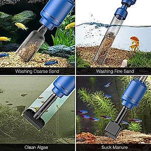 Electric Aquarium Gravel Cleaner Pro, Fish Tank Gravel Cleaner, 6 in 1 Automatic Aquarium Vacuum Cleaner Kit for Water Changing/Wash Sand with Adjustable Water Flow, DC 24V, 24W【3-Grade Control】