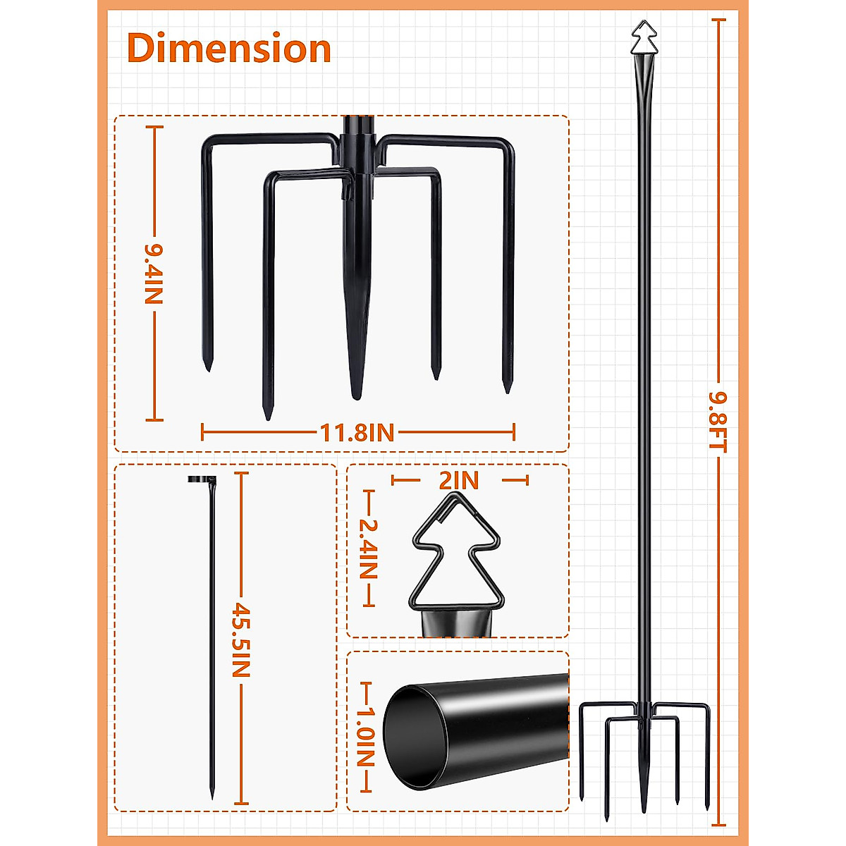 LOPANNY String Light Poles, Sturdy Outdoor Light Pole for Hanging String Lights, Deck Lighting Stand for Party