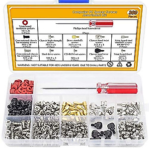 300Pcs Personal for Computer Screw Standoffs Set Assortment Kit with A Screwdriver for Hard Drive for Computer Case Motherboard Fan - (Size: M3/ As Shown) SCRW-046113