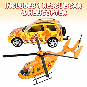 ArtCreativity SUV Toy Car with Trailer & Helicopter Playset for Kids, Interactive Safari Play Set with Detachable Helicopter and Opening Doors on 4 x 4 Toy Truck, Best Birthday Gift for Boys & Girls
