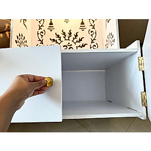Homscape Divine Wooden Temple for Serenity with Spacious Shelf & Inbuilt Focus Light - White Color