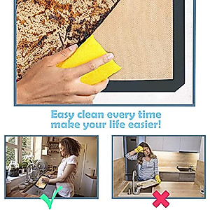 Silicone Baking Mat Set Rolling Pin Non Stick Dough Baking Sheet Pastry Mat Set for Cookie Macaroon Pizza Heat Resistant Non Slip Silicone Food Grade Sheets Mats Reusable Food Safe Liners