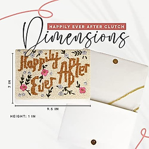 Pretty Robes Happily Ever After Clutch for Wedding Day, Beaded Bride Purse for Bachelorette, Bride Clutch Bag, Bridal Shower & Engagement Gifts for Bride To Be