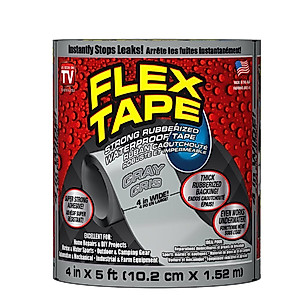 Flex Tape, 4 in x 5 ft, Gray, Original Thick Flexible Rubberized Waterproof Tape - Seal and Patch Leaks, Works Underwater, Indoor Outdoor Projects - Home RV Roof Plumbing and Pool Repairs