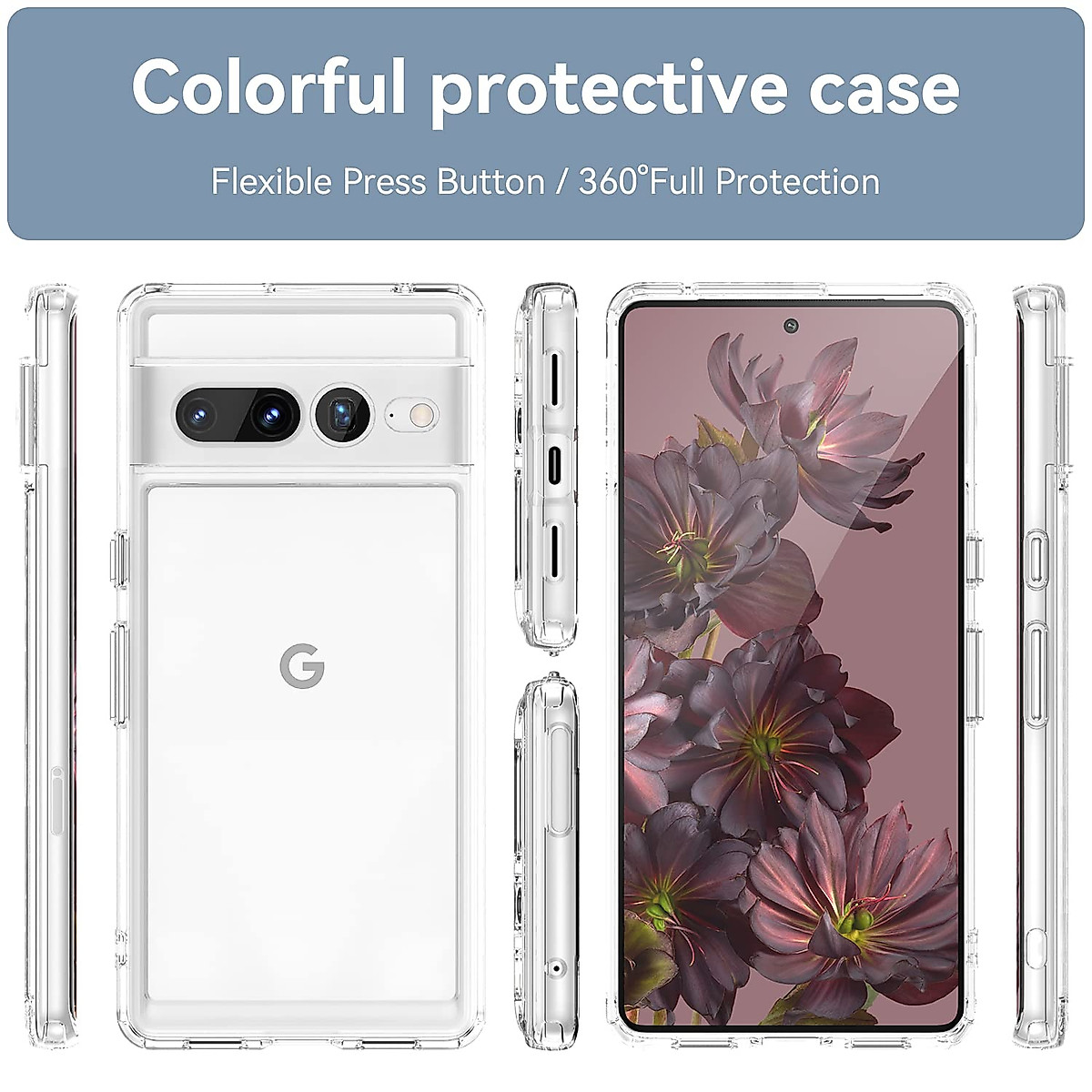 EVUNNBC for Pixel 7 Pro Case, Google Pixel 7 Pro Case Non Yellowing Military Grade Drop Protection Thin Flexible Silicone TPU Protective Slim Fit Phone Cover for Google Pixel 7 Pro (Clear)