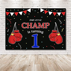 MEHOFOND 7x5ft Boxing Birthday Party Backdrop Boy First 1st Bday Red and Black Boxer Sport Photography Background Banner Fight Night Photo Booth Props