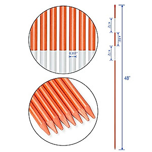 YOHEER Driveway Markers, 32 PCS Snow Stakes 5/16" Snow Poles with White Reflective Film , Snow Plow Markers, Snow Poles