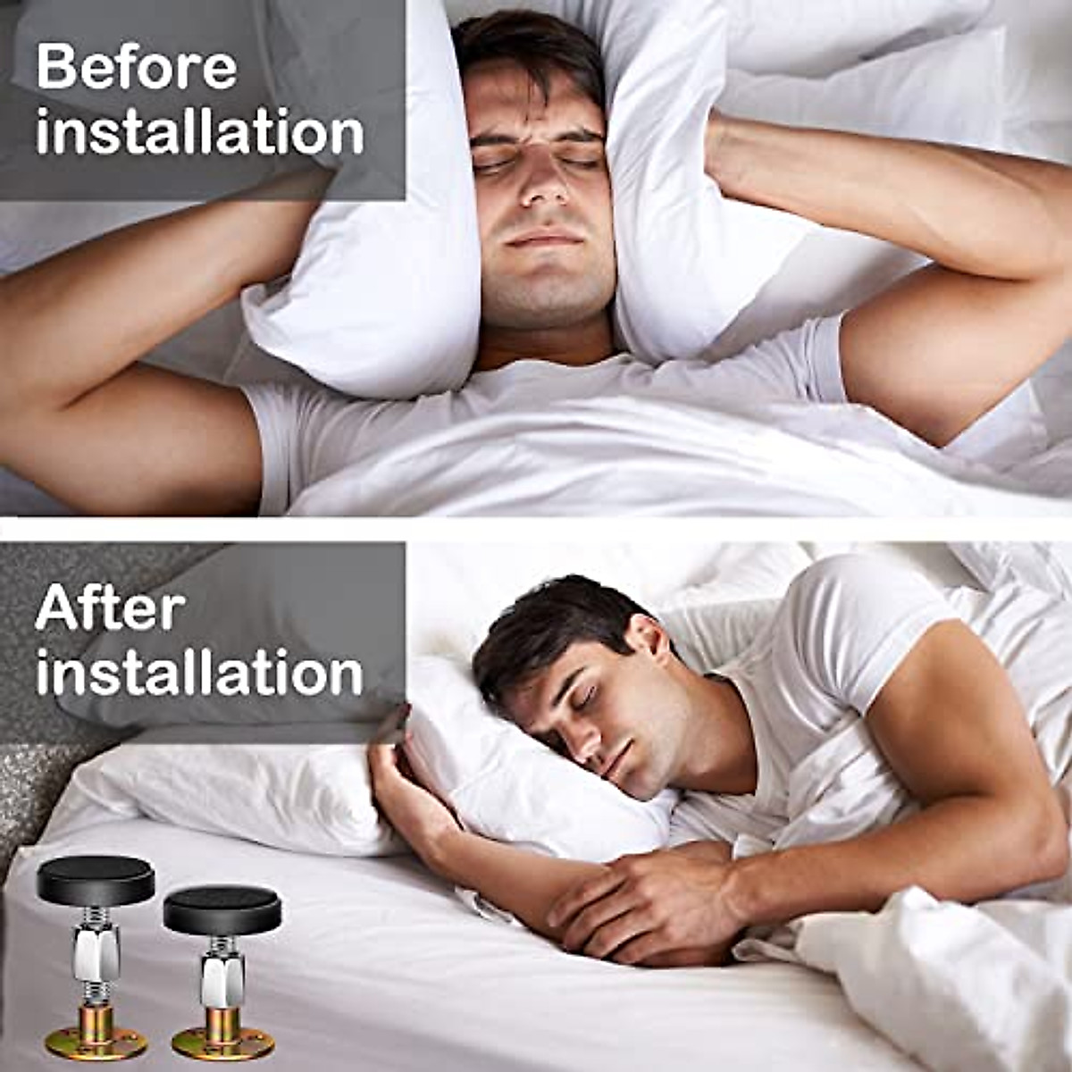 Krisler Adjustable Threaded Bed Frame Anti-Shake Tool for Bed, Headboard Stoppers, Bedside Headboards Prevent loosening Anti-Shake Fixer, Easy Install (30-64mm)