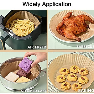 100PCS Air Fryer Liners Disposable Paper,Parchment Paper For Air Fryer, Disposable Paper Towel For Air Fryer,For Baking, Roasting, Microwave, Oil and Water Proof, Oven Accessories(3-5L-6.3 inch)