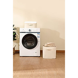 YONBEN Decorative Basket Rectangular Fabric Storage Bin Organizer Basket with Handles for Clothes Storage (14.5 x 10.2 x 6.2, Beige)