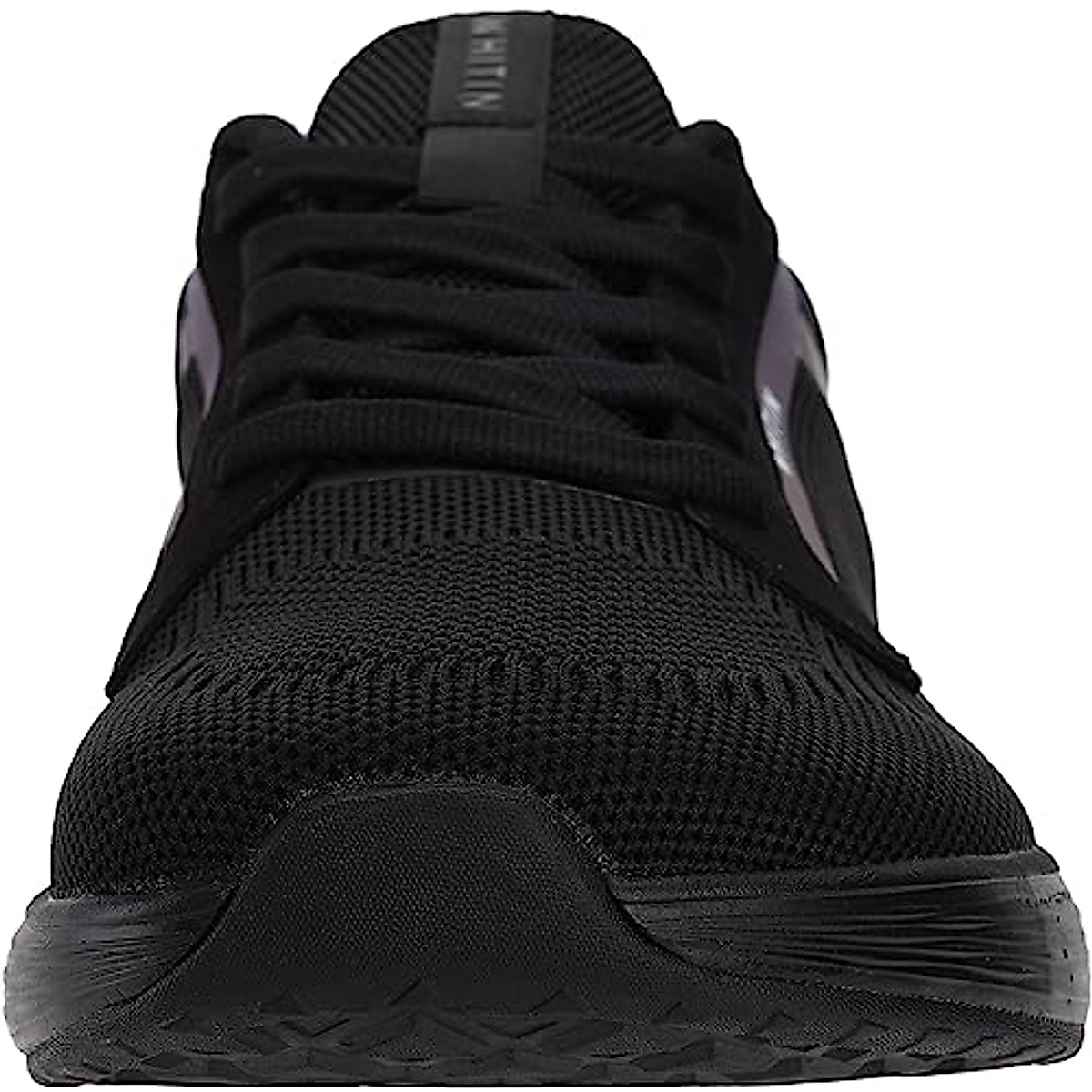 WHITIN Men's Wide Width Toe Box Road Running Shoes Size 9.5 Tennis Sports Knit Upper Breathable Zapatos para Male Rubber Non Slip Cushioned Black 43