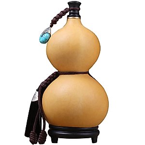 Water Gourd Wine Pendant Ornaments Natural Dried Gourd Water Bottle with Cover Hollow Gourd Chinese Pumpkin, 250ml
