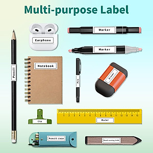 Phomemo D30 Label Maker Tape Black on White Sticker Thermal Paper Self-Adhesive Label Tape, 12 x 40mm ( 3/8" x 1 1/2") 160 Tapes/Roll, 3-Roll