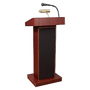 Oklahoma Sound 800X-MY/LWM-5 Orator Lectern and Handheld Mic, Mahogany