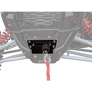 SuperATV 4500 lb Black Ops UTV Winch with Heavy Duty Winch Mounting Plate for 2020+ Kawasaki Teryx KRX 1000 | Complete Winch & Winch Mounting Kit Ready for Install | 50' Synthetic UTV Winch Rope