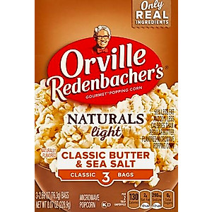 Orville Redenbacher's Naturals Microwave Popcorn, Classic Butter & Sea Salt Light Flavor, 2.69 oz., 3-Count