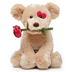 Bearington Conner Cuddlesmore The Valentine's Stuffed Animal, 11 Inch Stuffed Animal Dog, Ideal for Valentine's Day Gifts