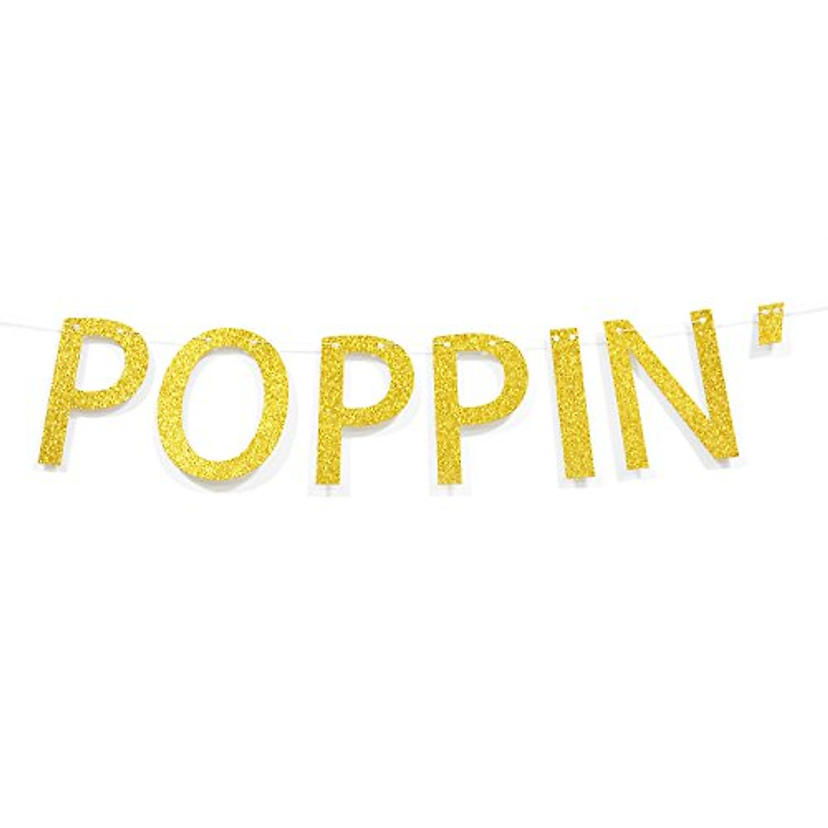Qttier™ Let's Get It Poppin' Gold Glitter Banner for Baby Shower Popcorn Buffet Wedding Reception Decorations