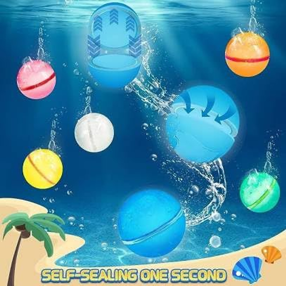 Reusable Water Bomb Balloons | Self Closing Soft Silicone Ball Bath Toy | Outdoor Water Splash Activity for Boys and Girls (6-pack)