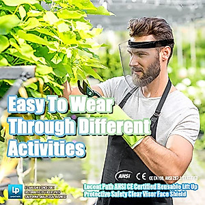 Lucent Path 2 Packs Flip Up Face Shield - Safety Clear Plastic Visor Anti Fog Reusable Adjustable Face Shields