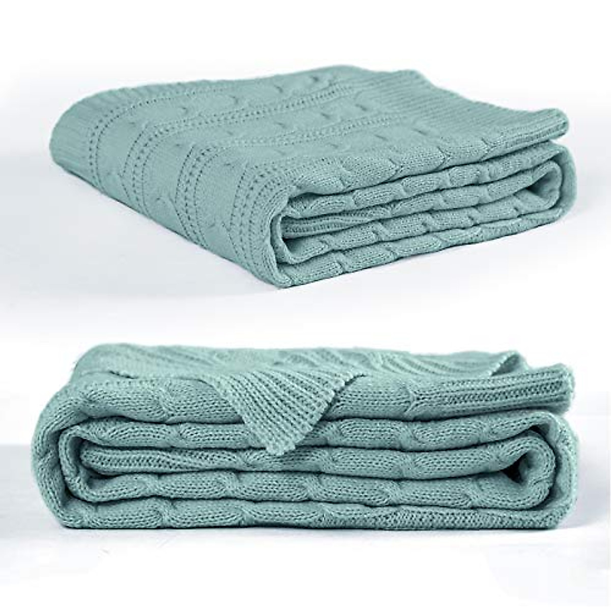 jinchan Throw Blanket Teal Lightweight Cable Knit Sweater Style Year Round Indoor Outdoor Travel Accent Throw for Sofa Comforter Couch Bed Recliner Living Room Bedroom 50x60 Inch