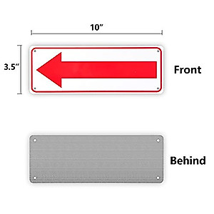 4-Pack Arrow Sign,for Indoor or Outdoor Use，10"x 3.5" .04" Aluminum Reflective Sign Rust Free Aluminum-UV Protected and Weatherproof