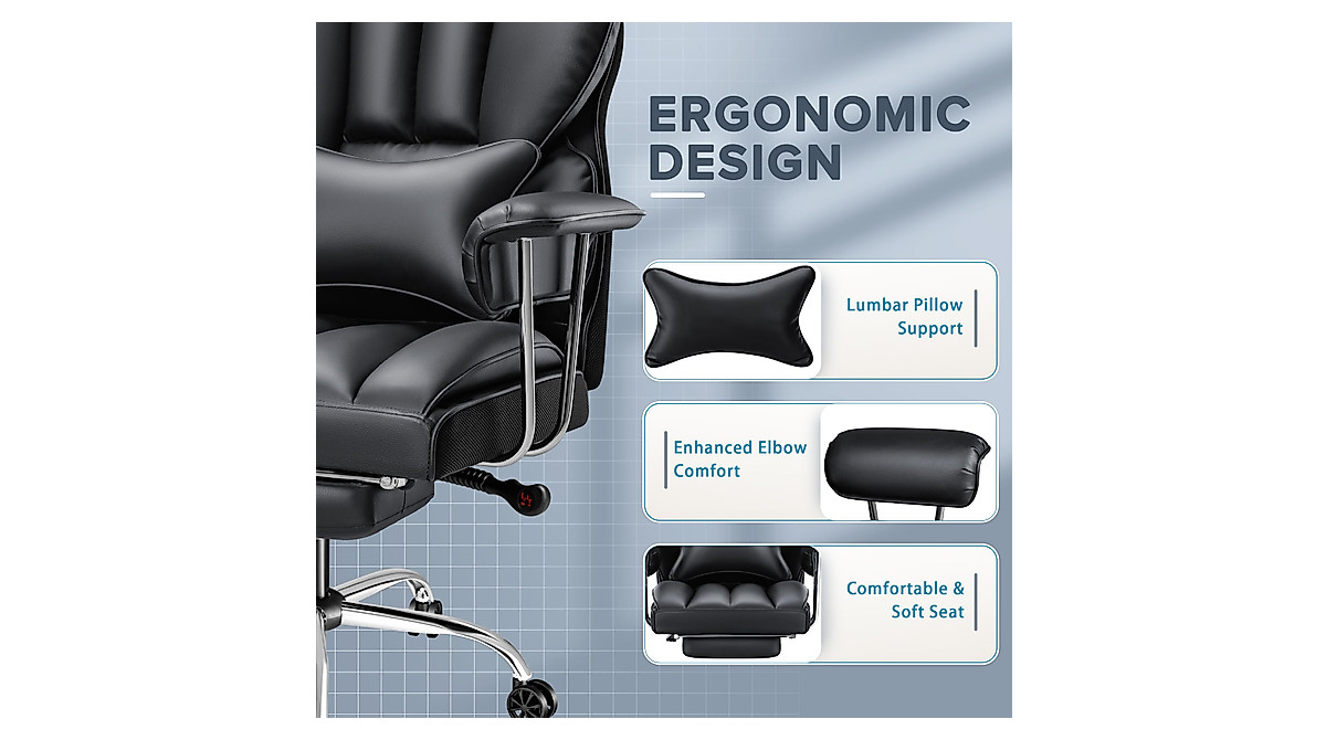 Furmax Ergonomic Gaming Chair with Footrest | Adjustable Leather Office ...